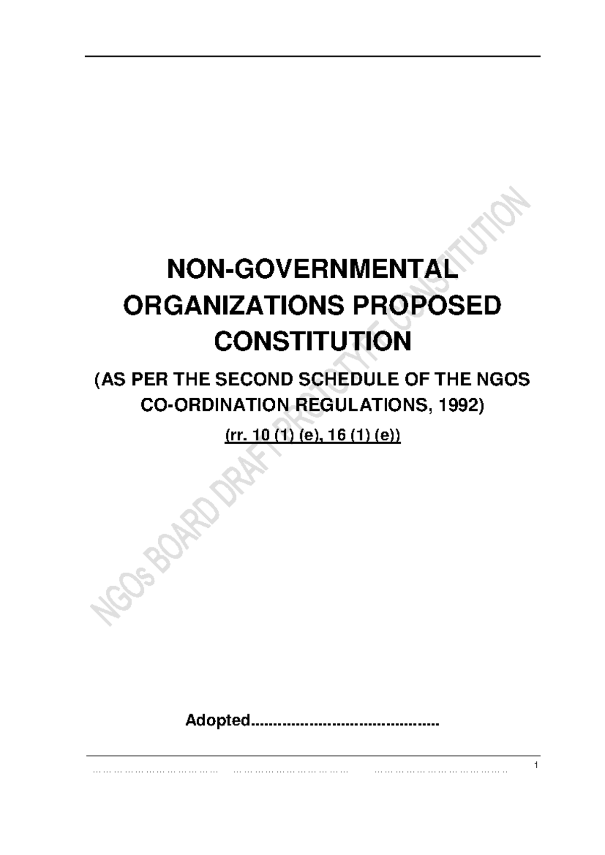 NGO Board Prototype Constitution 2016: Framework and Regulations - Studocu