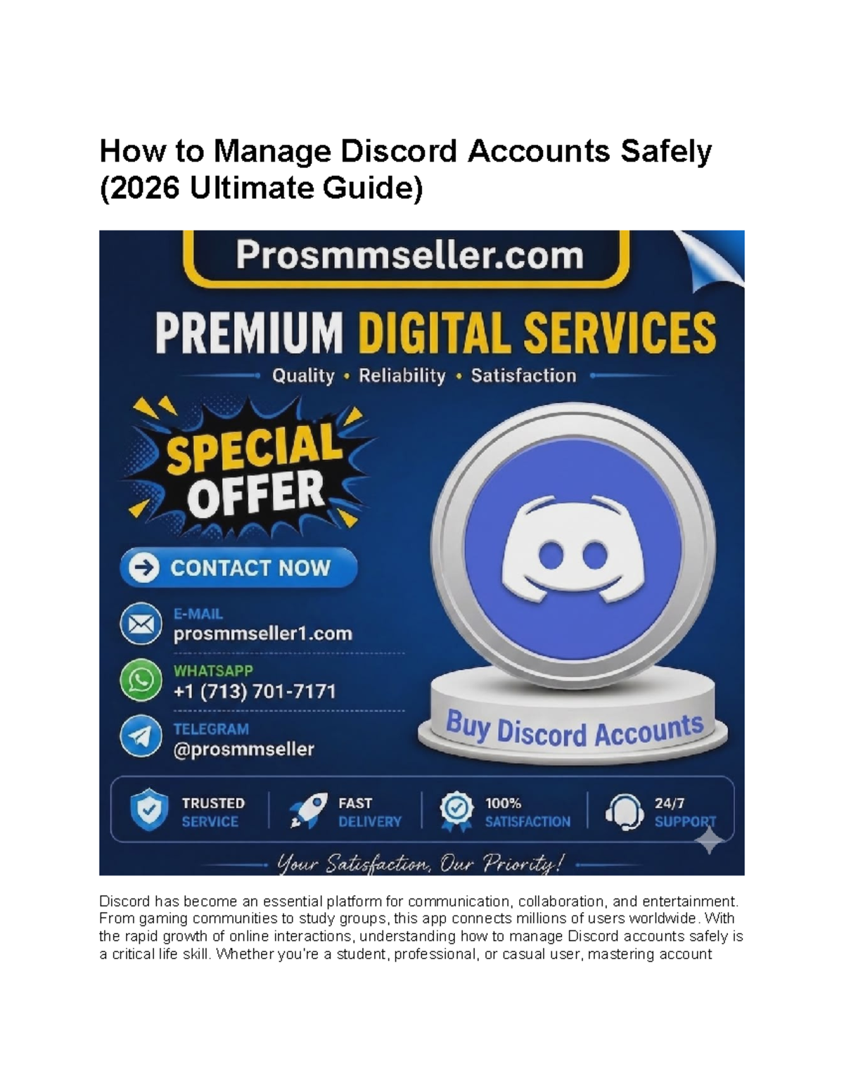 Managing Discord Accounts Safely: 2026 Ultimate Guide to Security - Studocu
