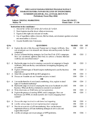 Digital marketing - 404192 (D) - SPPU - Studocu