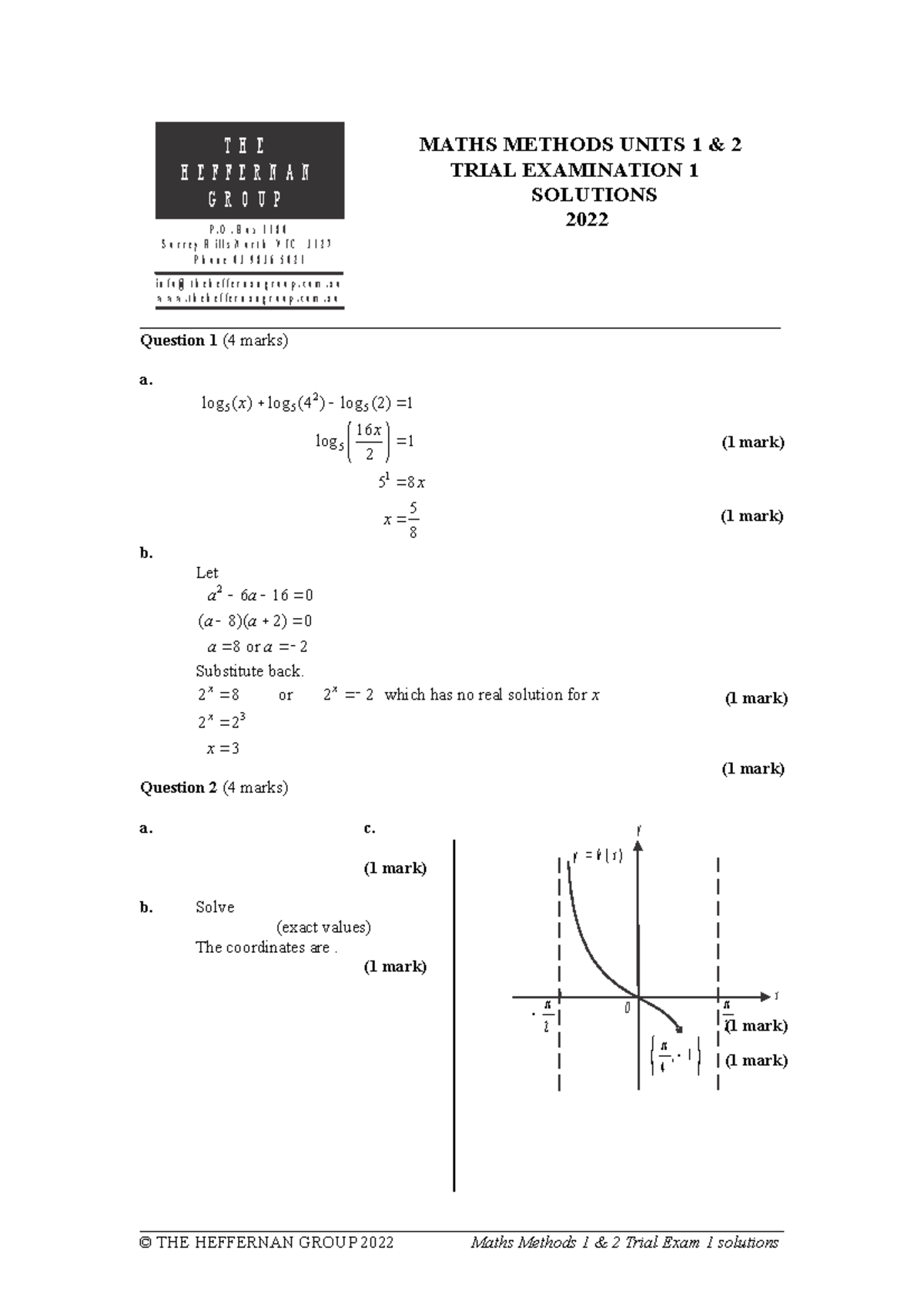 2022 MATHS METHODS Units 1 & 2: Trial Exam 1 Solutions - Studocu