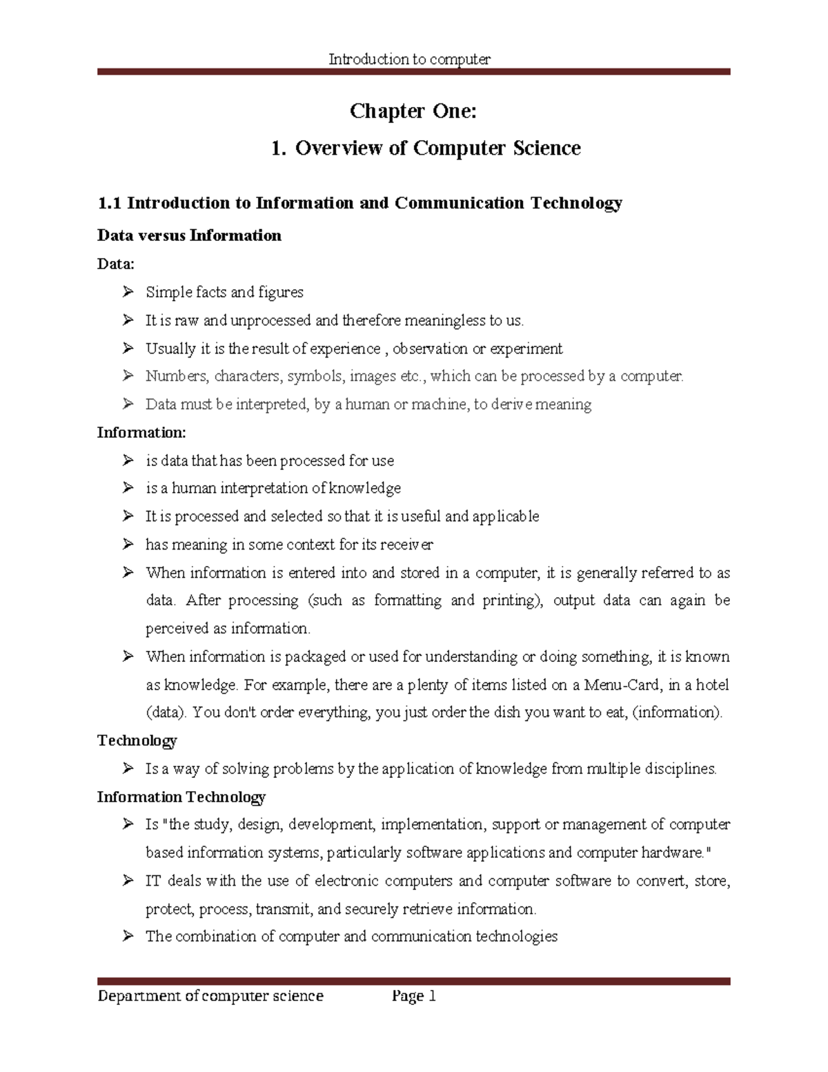 Chapter 1: Overview of Computer Science (CS101) - Studocu