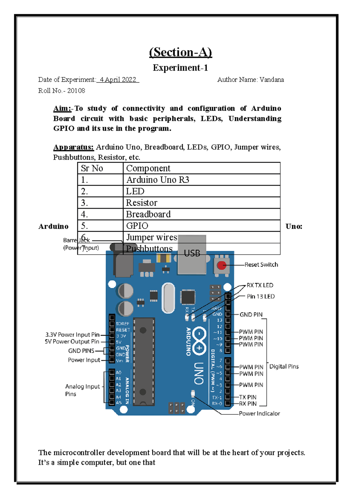 (Practical file) - (Section-A) Experiment- Date of Experiment: 4 April ...
