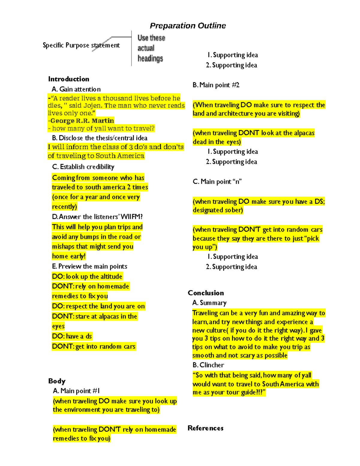 COM101 Preparation Outline Template - Preparation Outline Specific ...