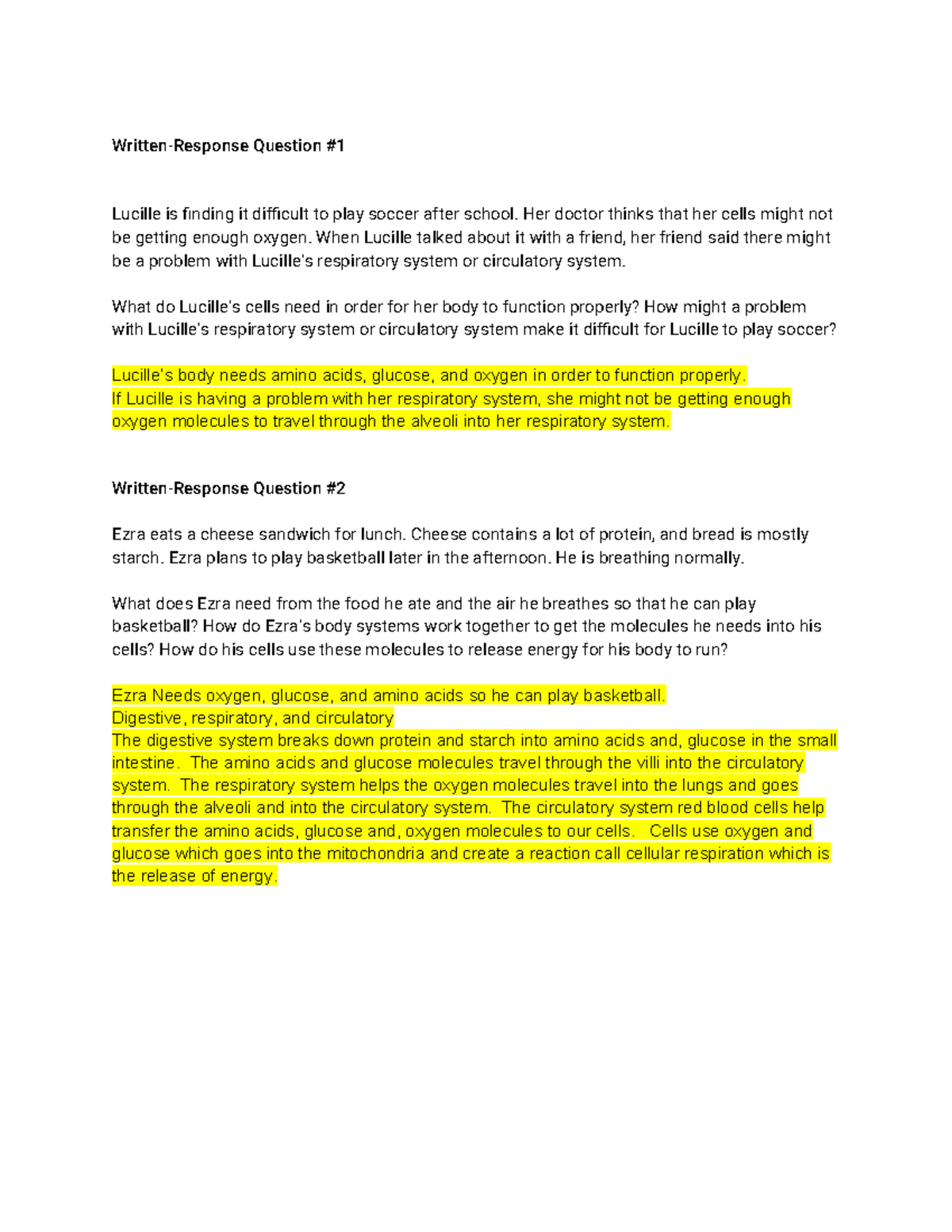 Metabolism written respones Finished and certified - Written-Response ...