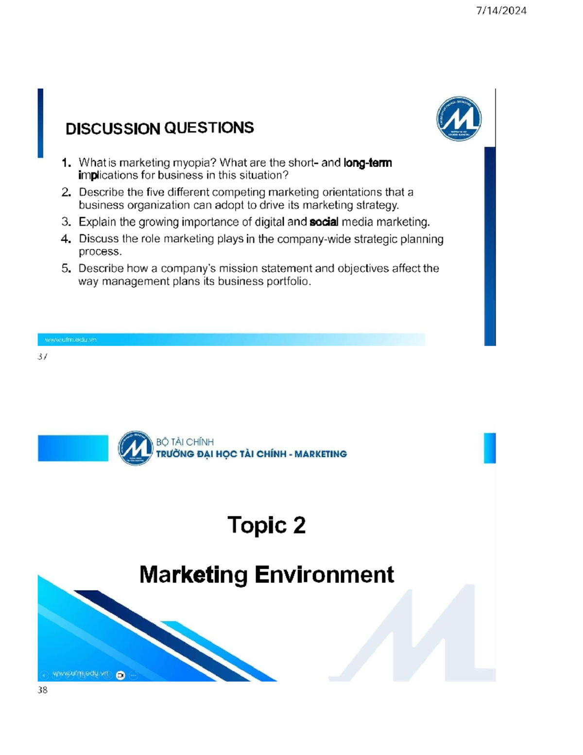 MARKETING DISCUSSION QUESTIONS M - Topic 2: Marketing Environment - Studocu