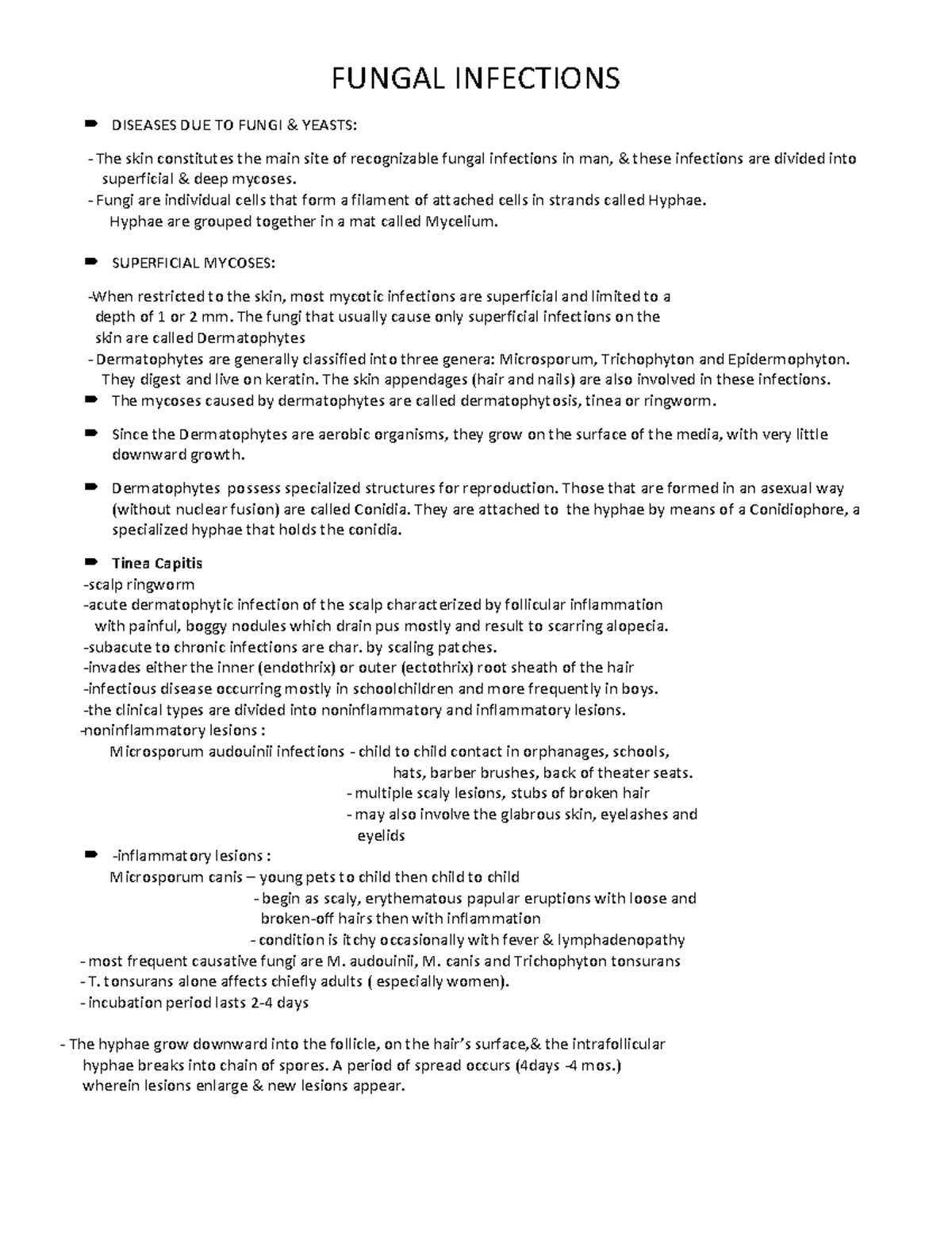 Derma Fungal Infections Notes: Superficial & Deep Mycoses Overview ...