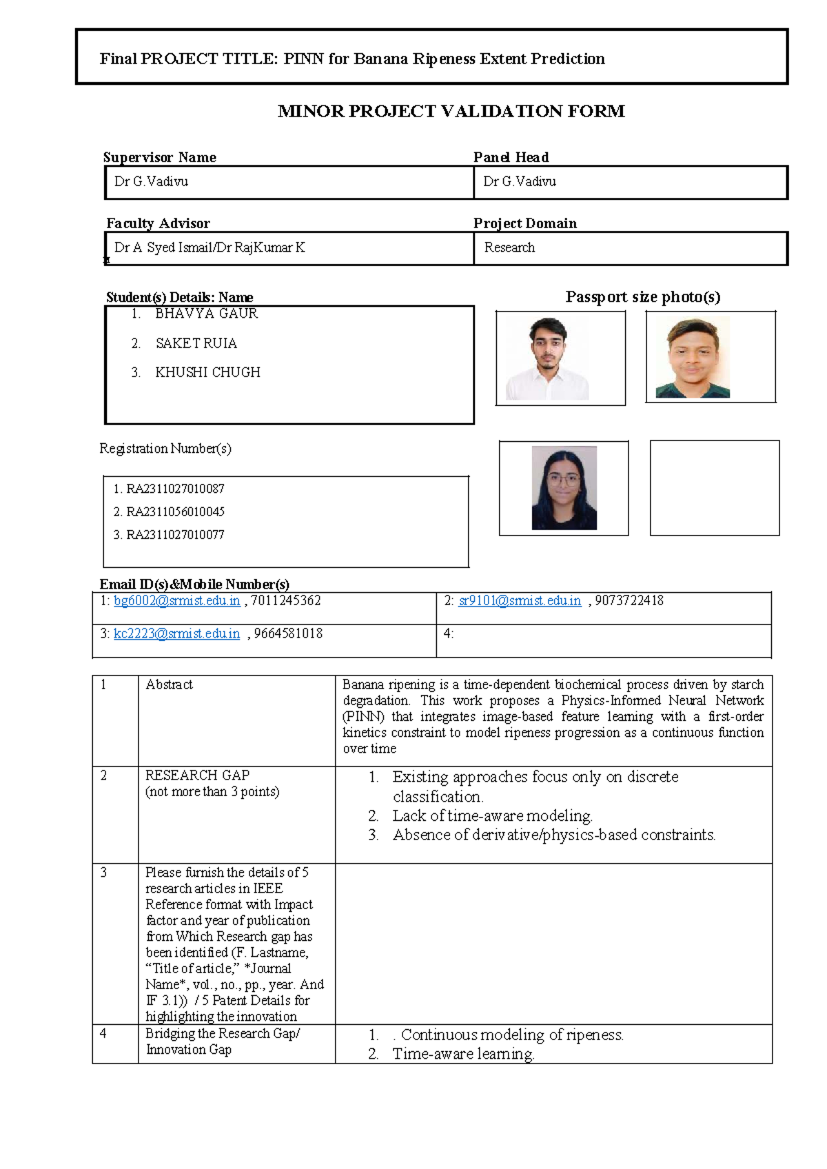 Final Project Validation Form: PINN for Banana Ripeness Prediction ...