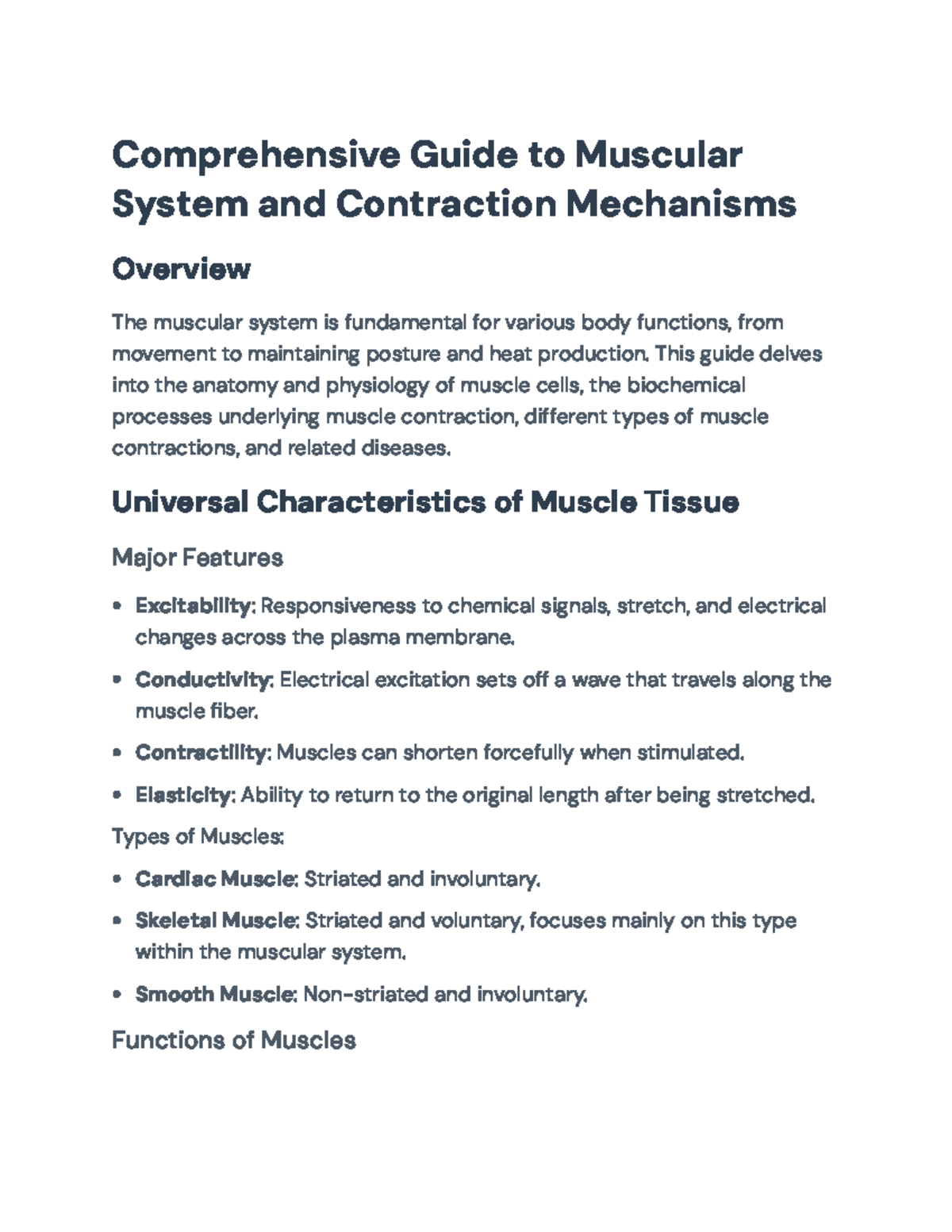 Comprehensive Guide to Muscular System & Contraction Mechanics ...