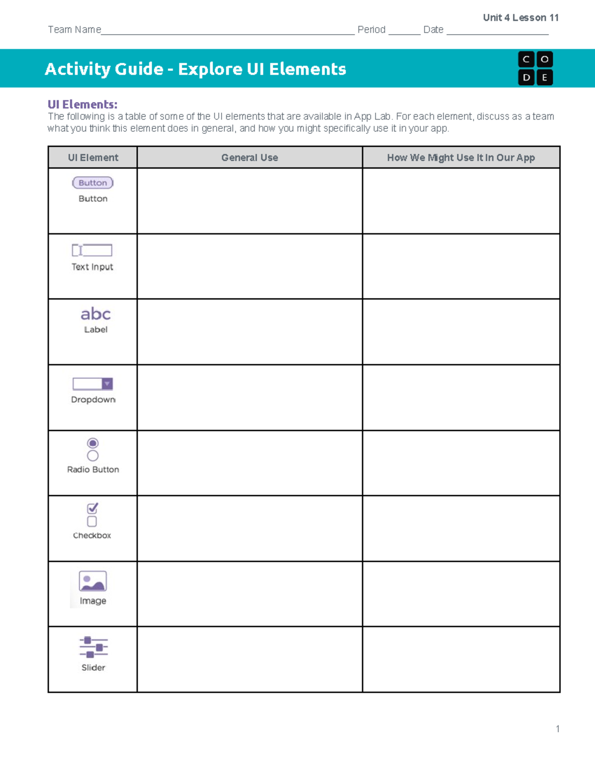 U4L11 - Activity Guide - Explore UI Elements - PSY 2400 - Unit 4 Lesson ...