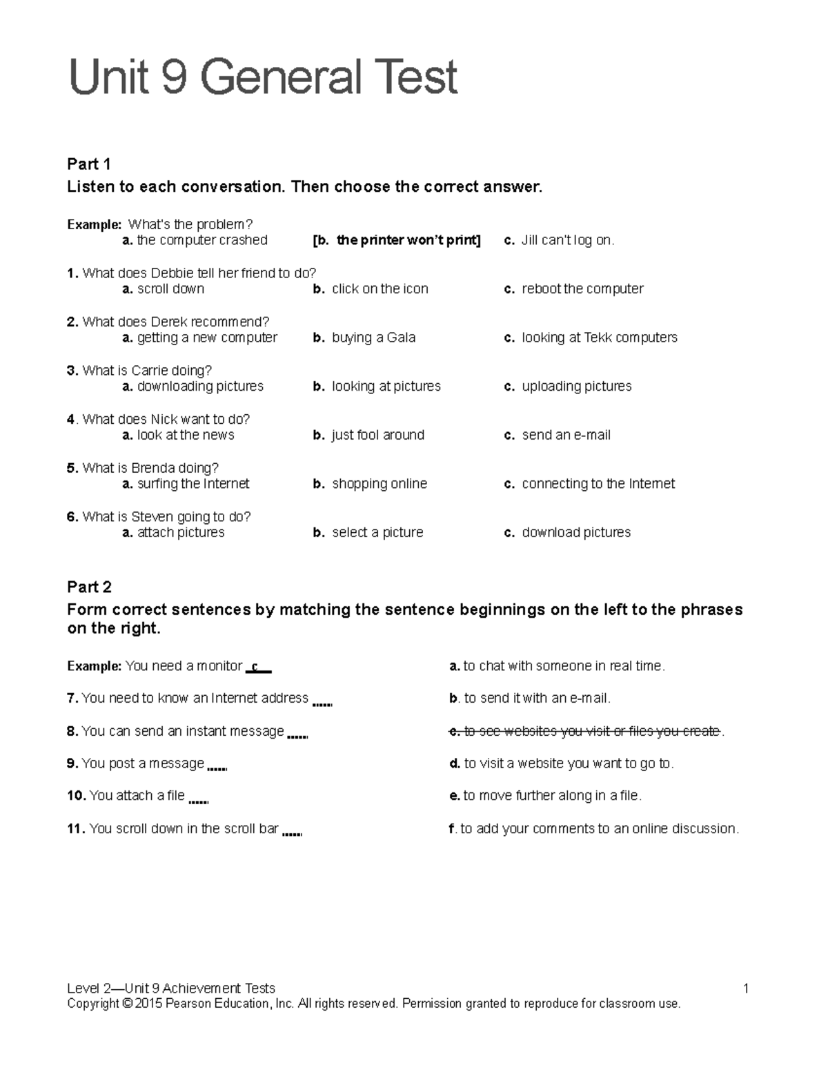 TN2 U9 General Test - Top Notch 2 Level B1 Assessment - Studocu