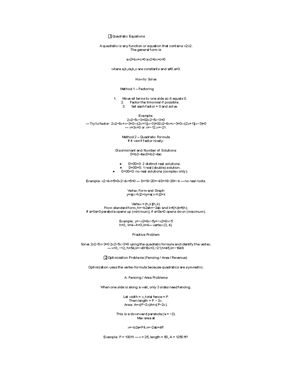 Exam 2 Prep: Quadratic Equations & Functions Overview - Studocu