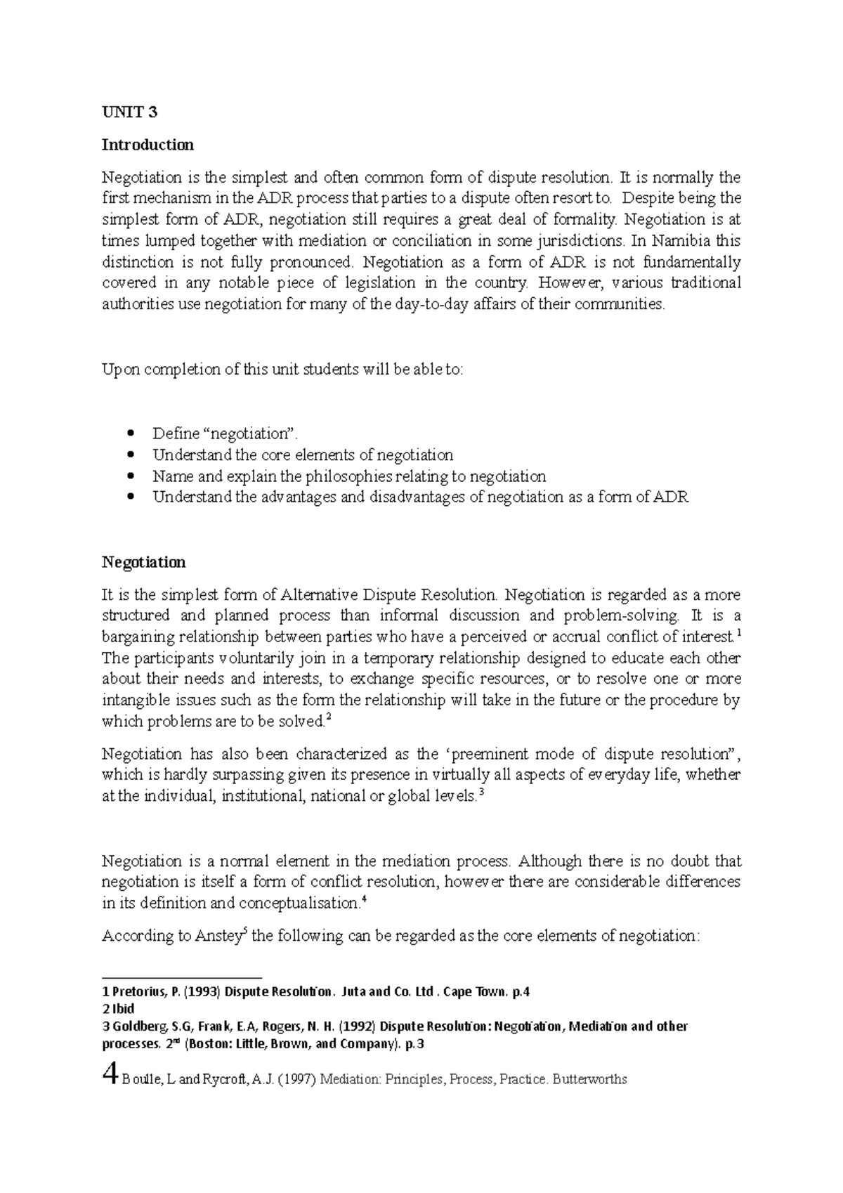 ADR Unit 3 & 4 Notes: Negotiation & Conciliation Overview - Studocu