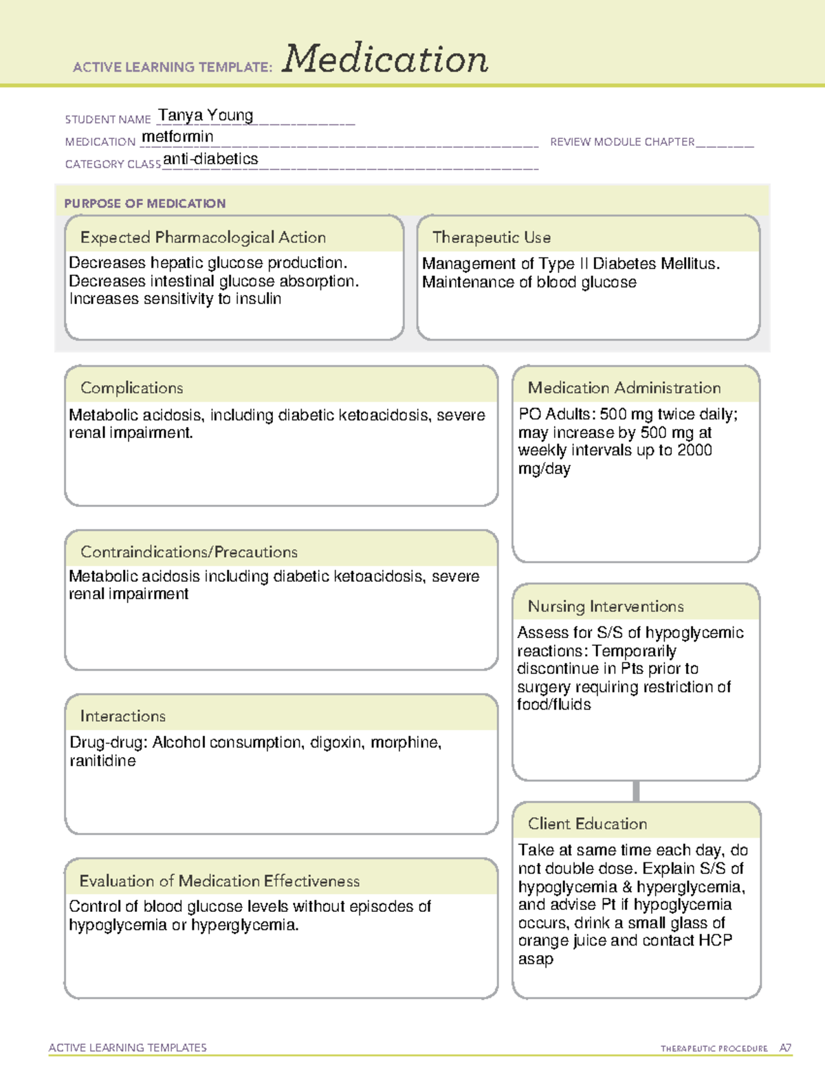 Metformin (Anti-Diabetics) - Active Learning Template for Meds - Studocu