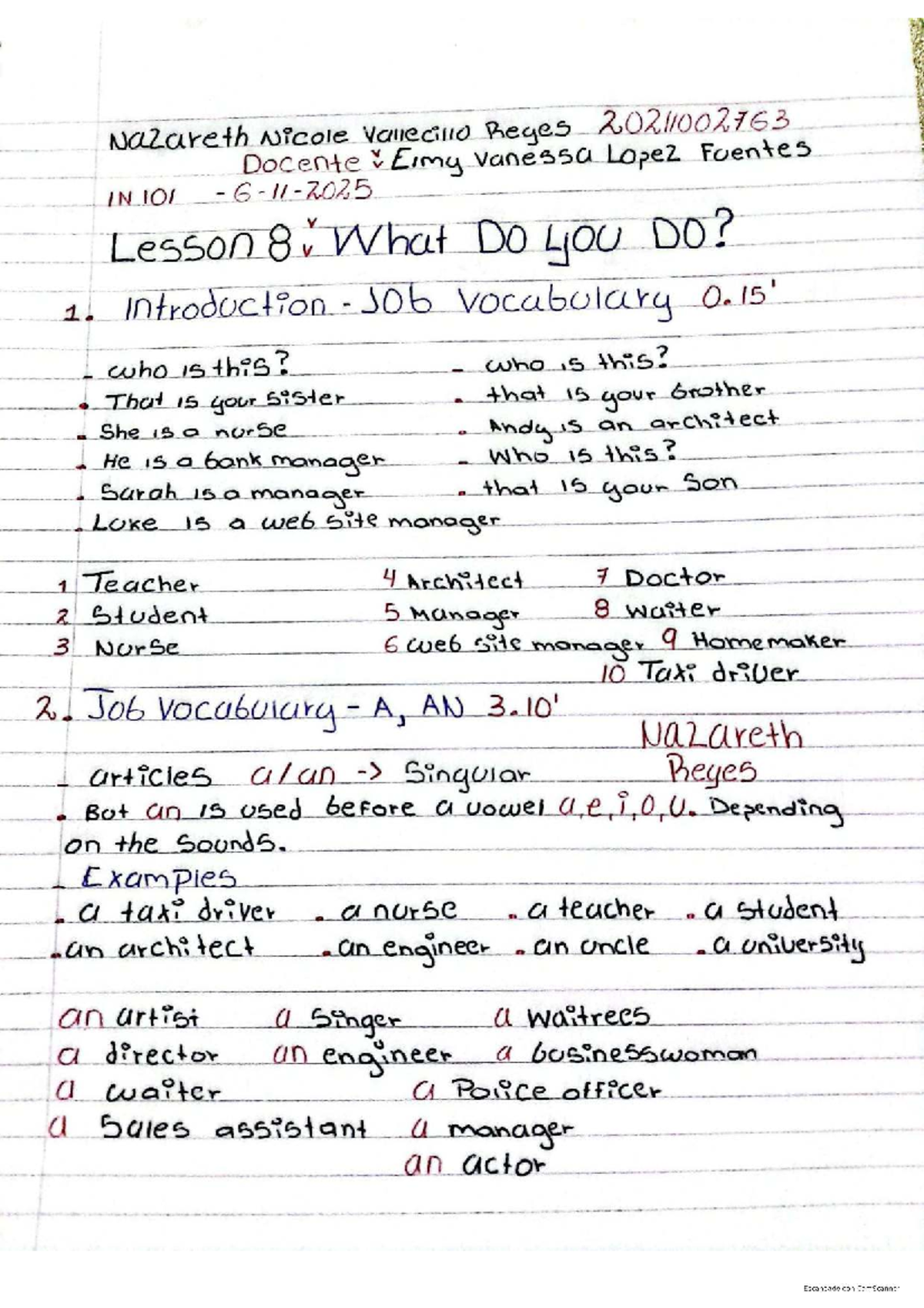 IN101 Lesson 8: Job Vocabulary and Simple Present Tense - Studocu