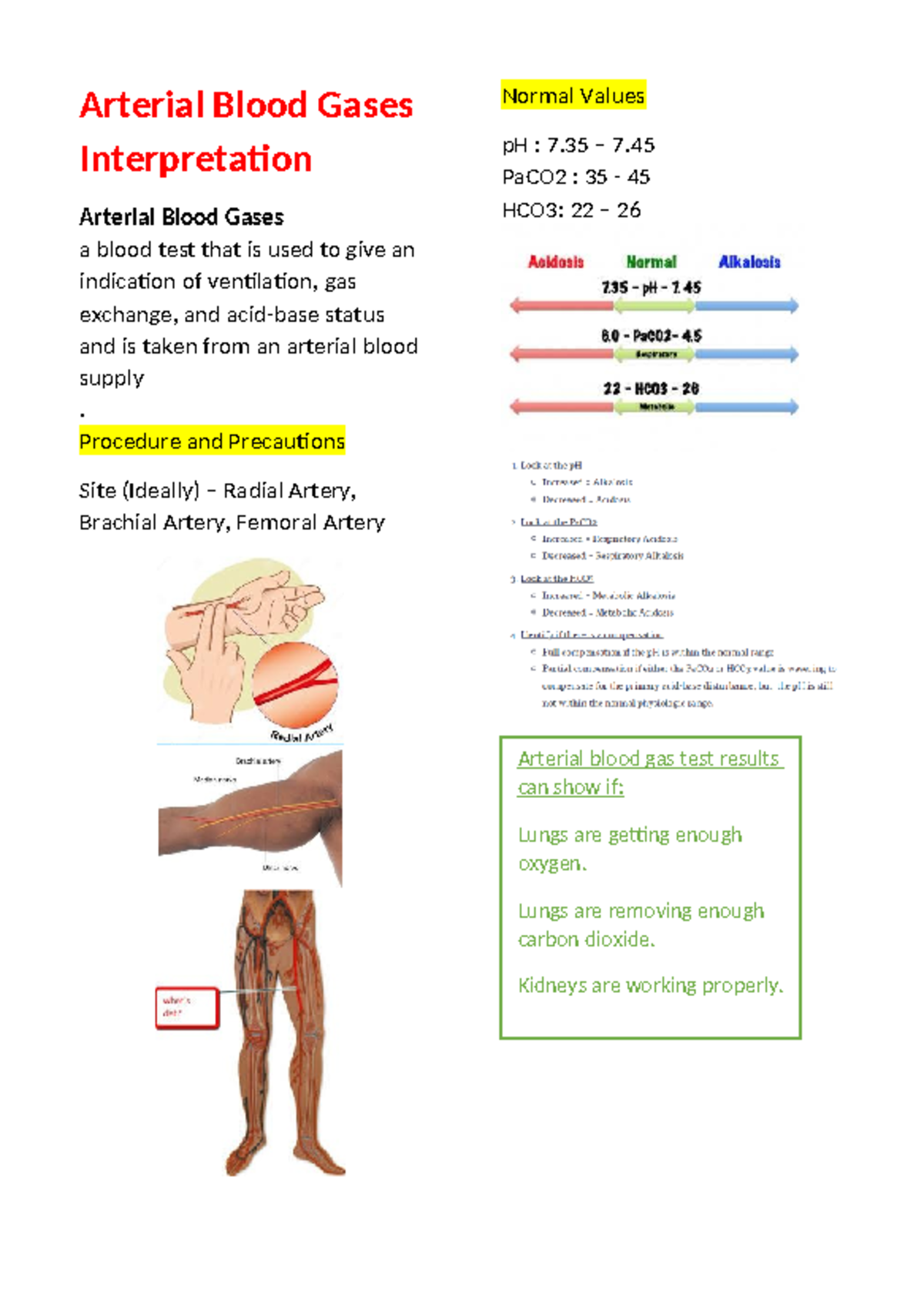 Arterial Blood Gases Interpretation - Arterial Blood Gases ...