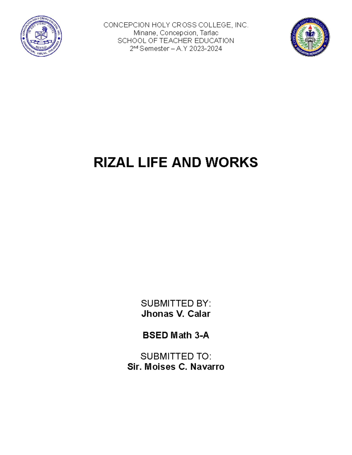 Rizal LIFE AND WORK - My lecture when I was a 3rd year students ...