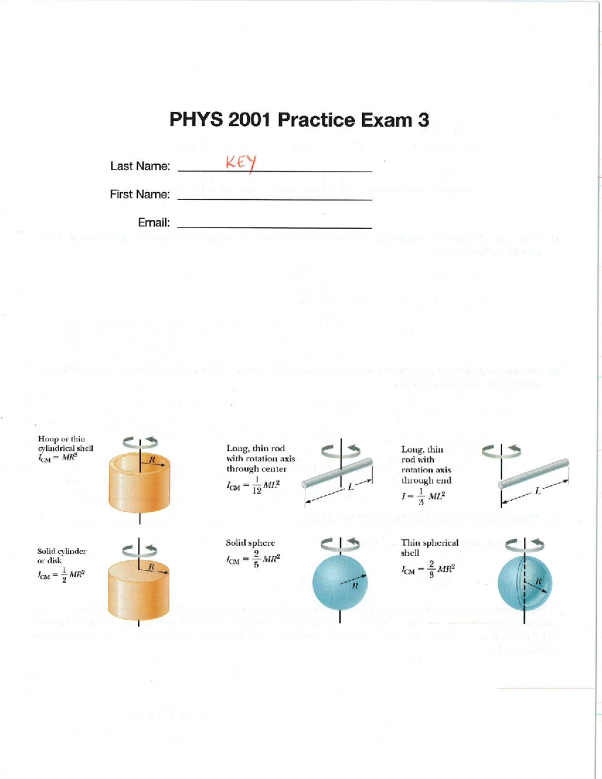 PHYS 2001 Practice Exam 3: Collision and Angular Momentum Concepts - Studocu