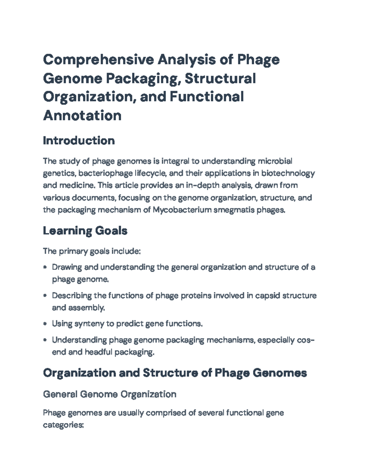 Comprehensive Analysis of Phage Genome Packaging and Structure ...