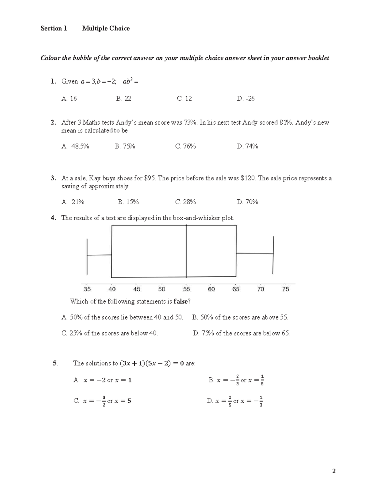 YEAR10 2019 TERM4 Maths Yearly Exam MCQ & Problem Solving - Studocu