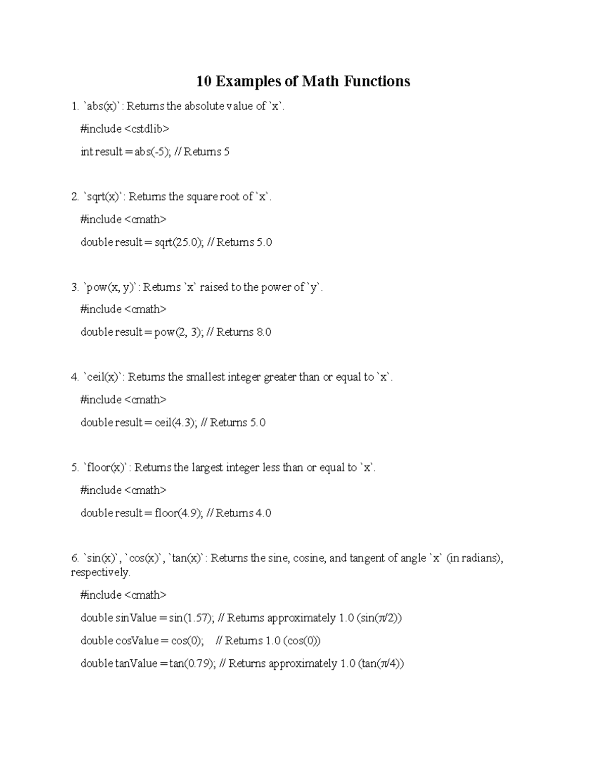 10 Examples Of Math Functions 10 Examples Of Math Functions Absx