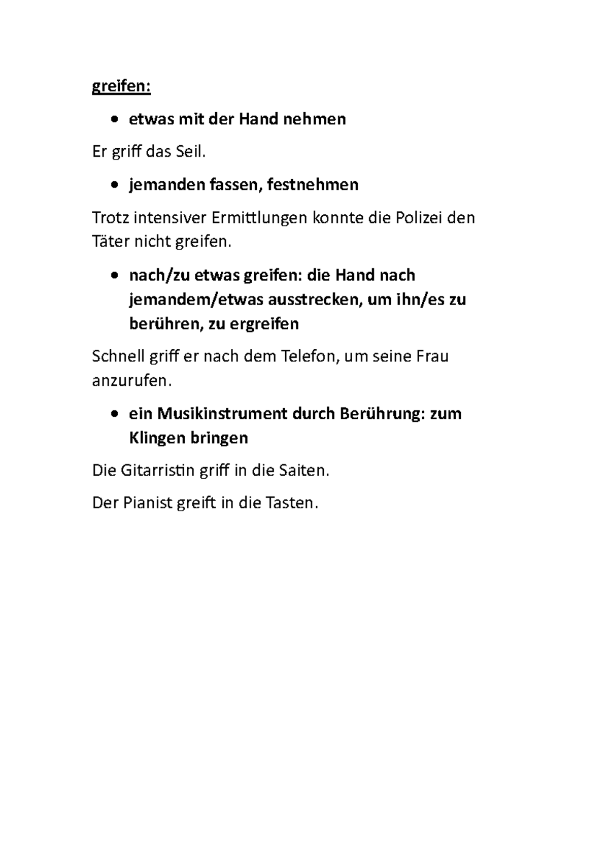 Das Verb greifen - gov - greifen: - etwas mit der Hand nehmen Er griff ...