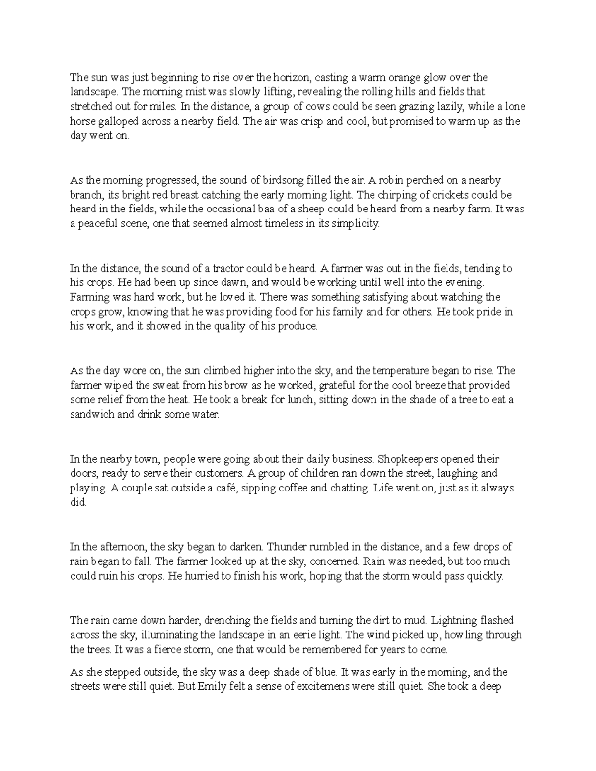 English 9 - Essay on Morning to Afternoon Farm Life - Studocu