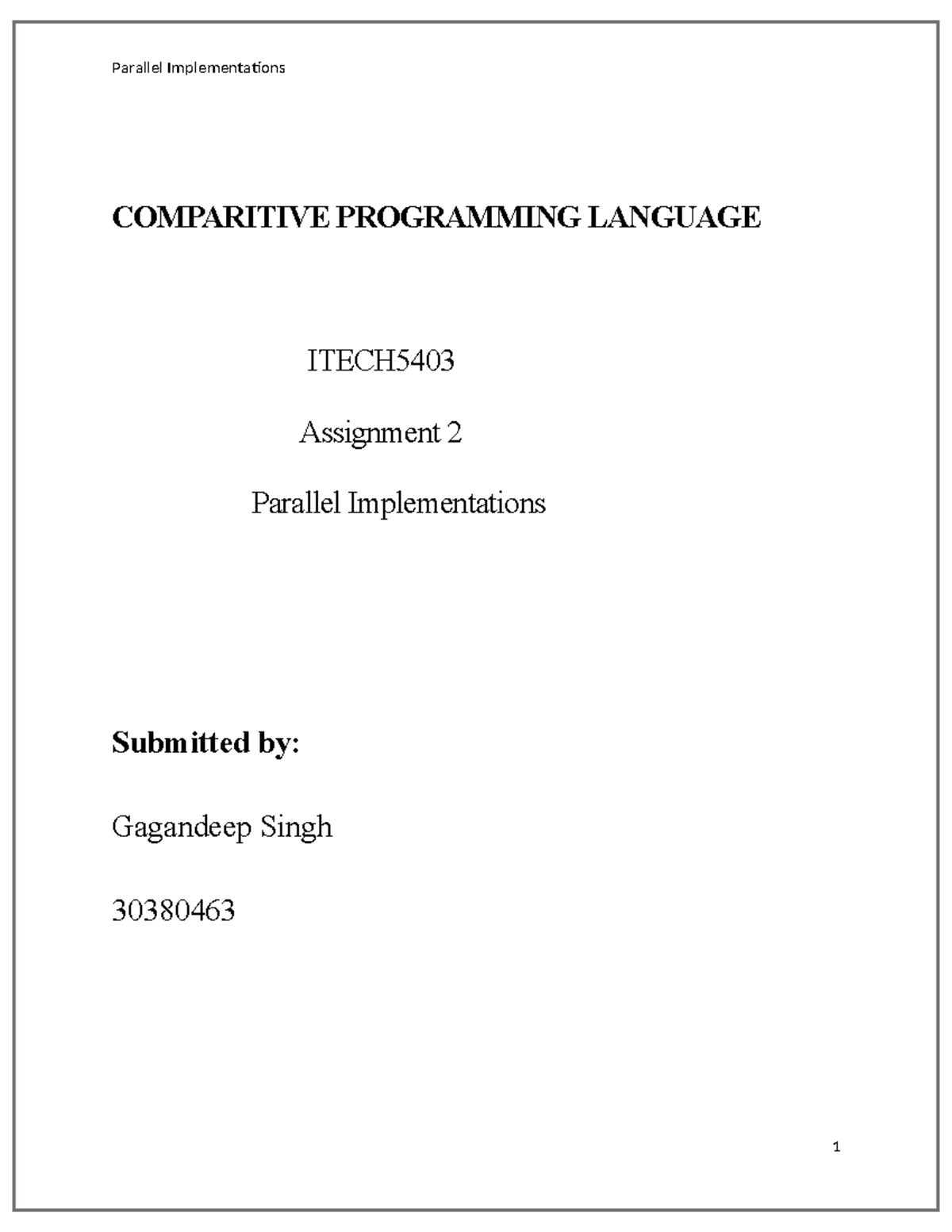Itech 5403-3 - Hlo - COMPARITIVE PROGRAMMING LANGUAGE ITECH Assignment ...