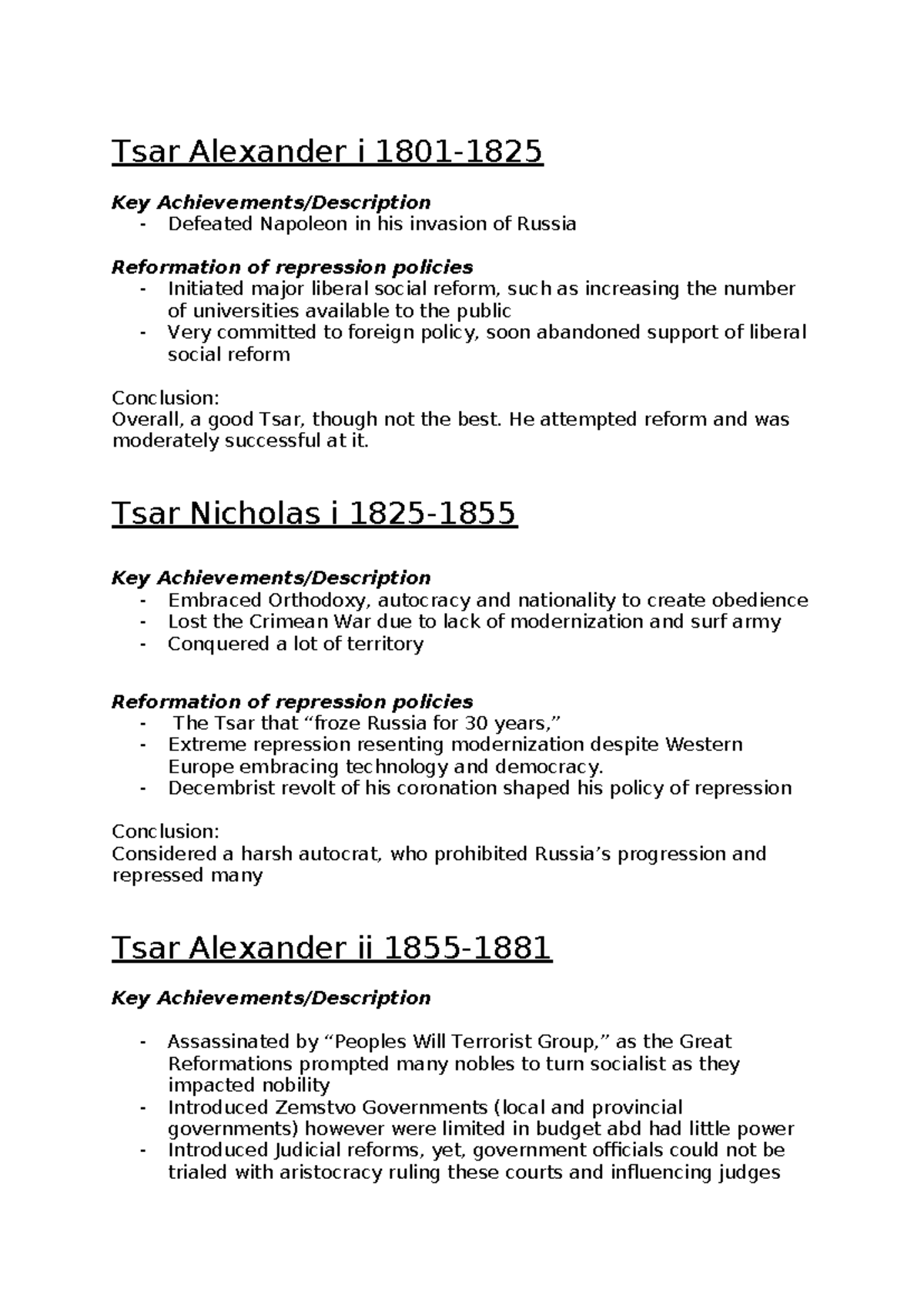 Russian Revolution Revision: Tsars, Reforms, and Repression Policies ...