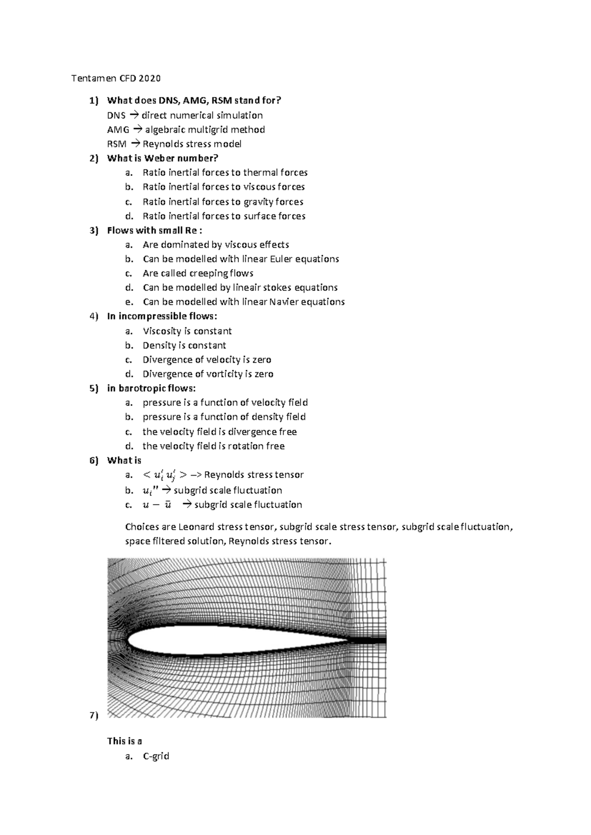 Tentamen CFD 2022 - Key Concepts and Exam Questions Overview - Studeersnel