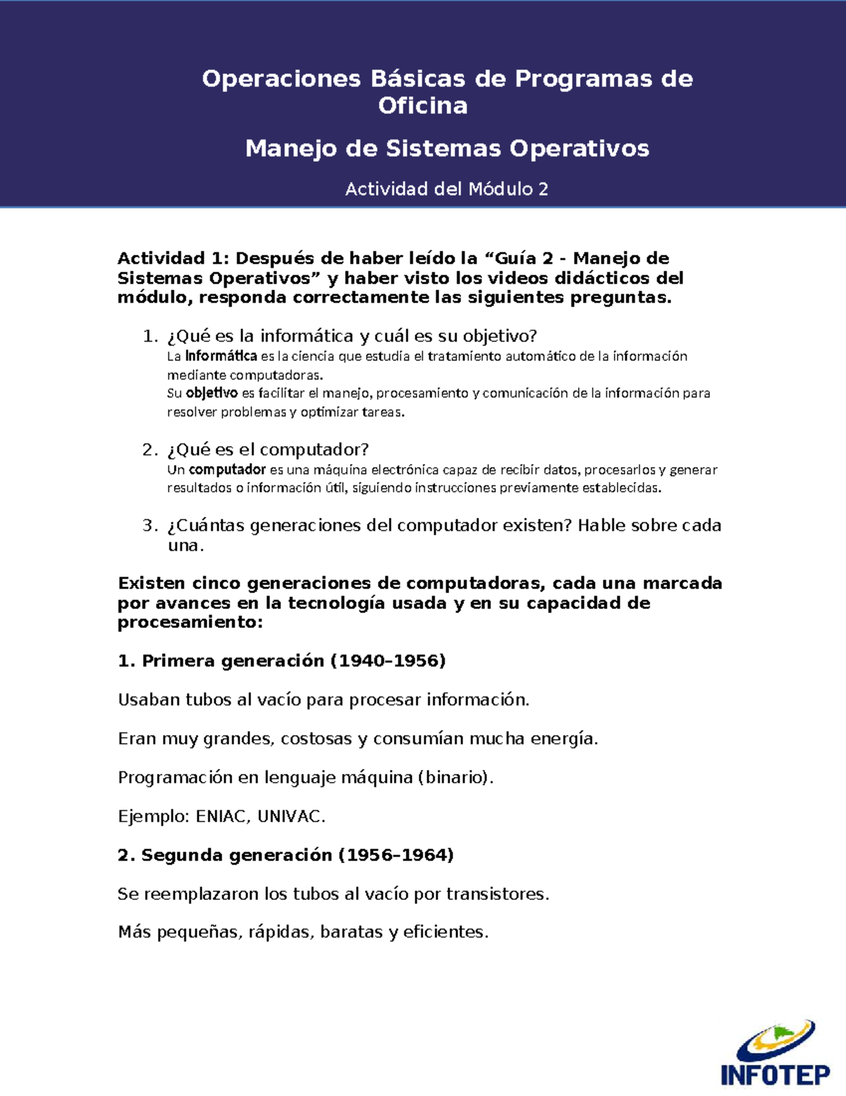 Operaciones Básicas de Programas de Oficina - Módulo 2 Actividad 1 ...