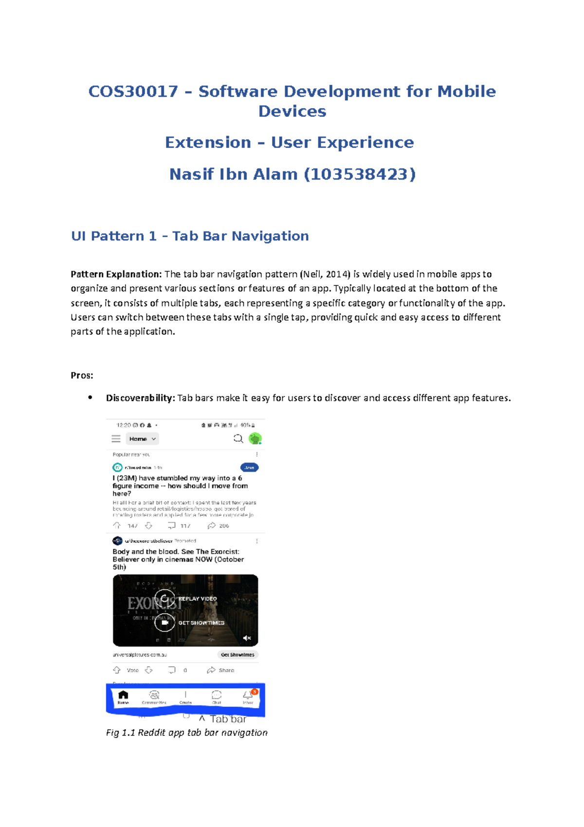 Extension 1 Mob Dev - COS30017 – Software Development for Mobile Devices Extension – User ...