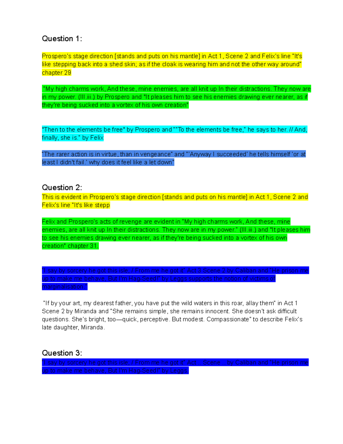 English Assessment 2 - Textual Conversation - The Tempest and Hag Seed ...