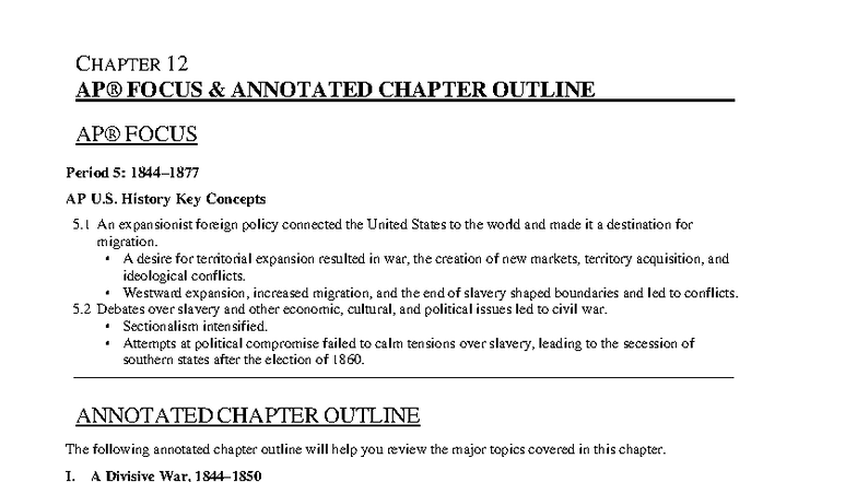 CHAPTER 12 FOCUS: AP U.S. History Key Concepts & Outline - Studocu