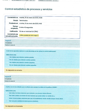 Control Estadístico de Procesos y Servicios - Exámenes Sem 1 - Studocu