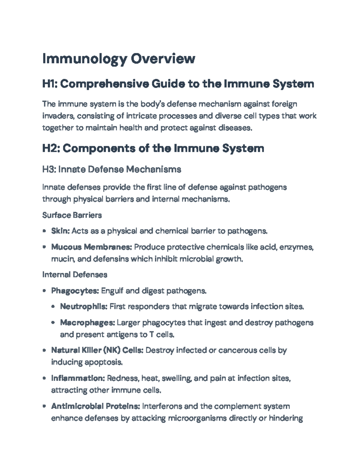 Comprehensive Overview of the Immune System: Mechanisms and Responses ...
