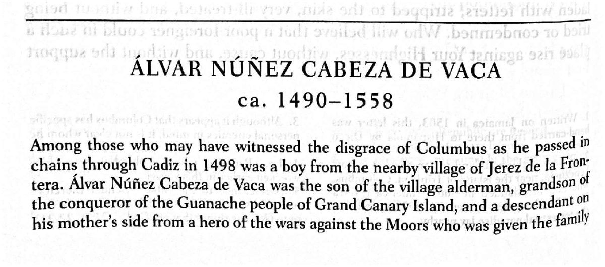 ÁLVAR NÚÑEZ CABEZA DE VACA: A Historical Account of His Journey - Studocu
