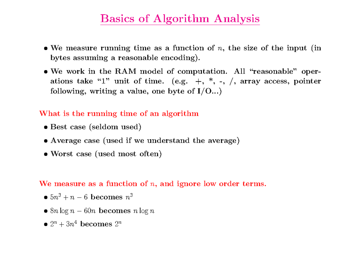 Design and Analysis of Algorithms - Basic Concepts and Notations - Studocu