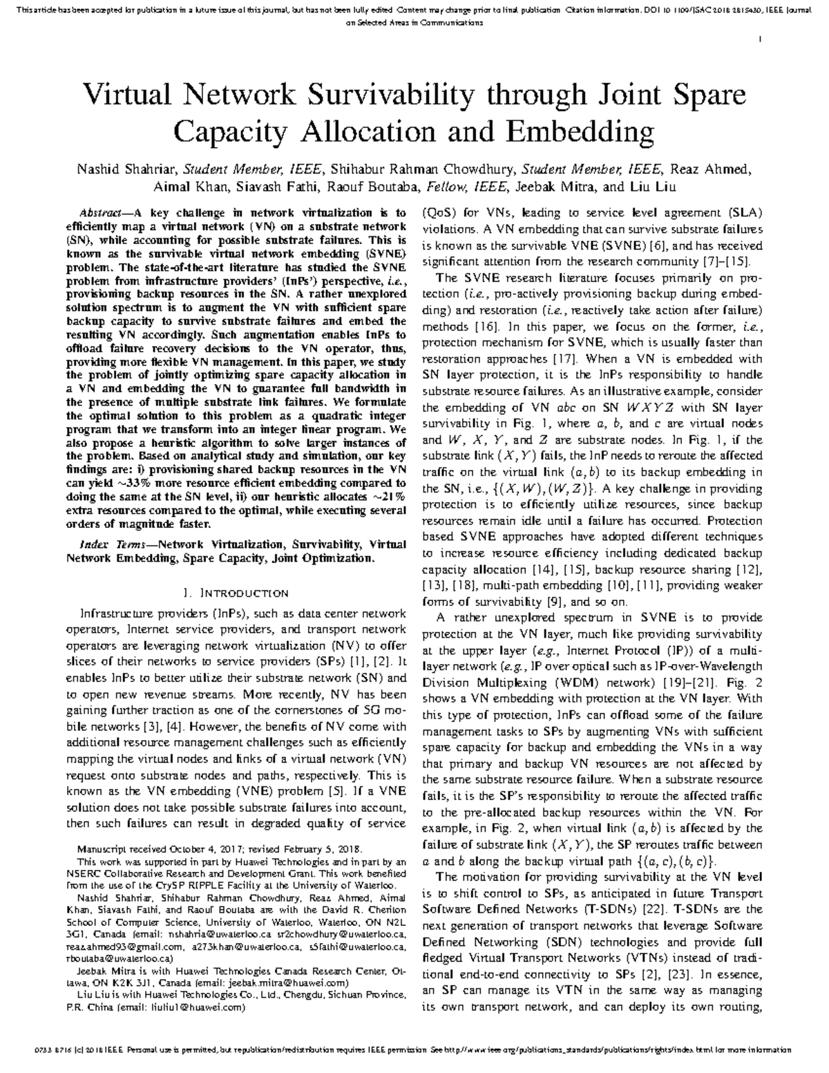 Joint Spare Capacity Optimization for Virtual Network Survivability ...