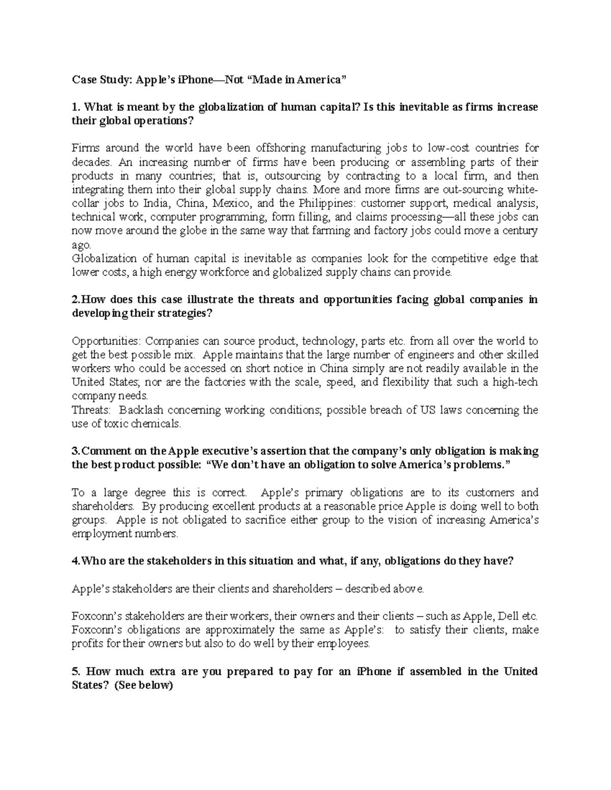 Apple Case Study: Globalization, Stakeholders & Ethics in Strategy ...