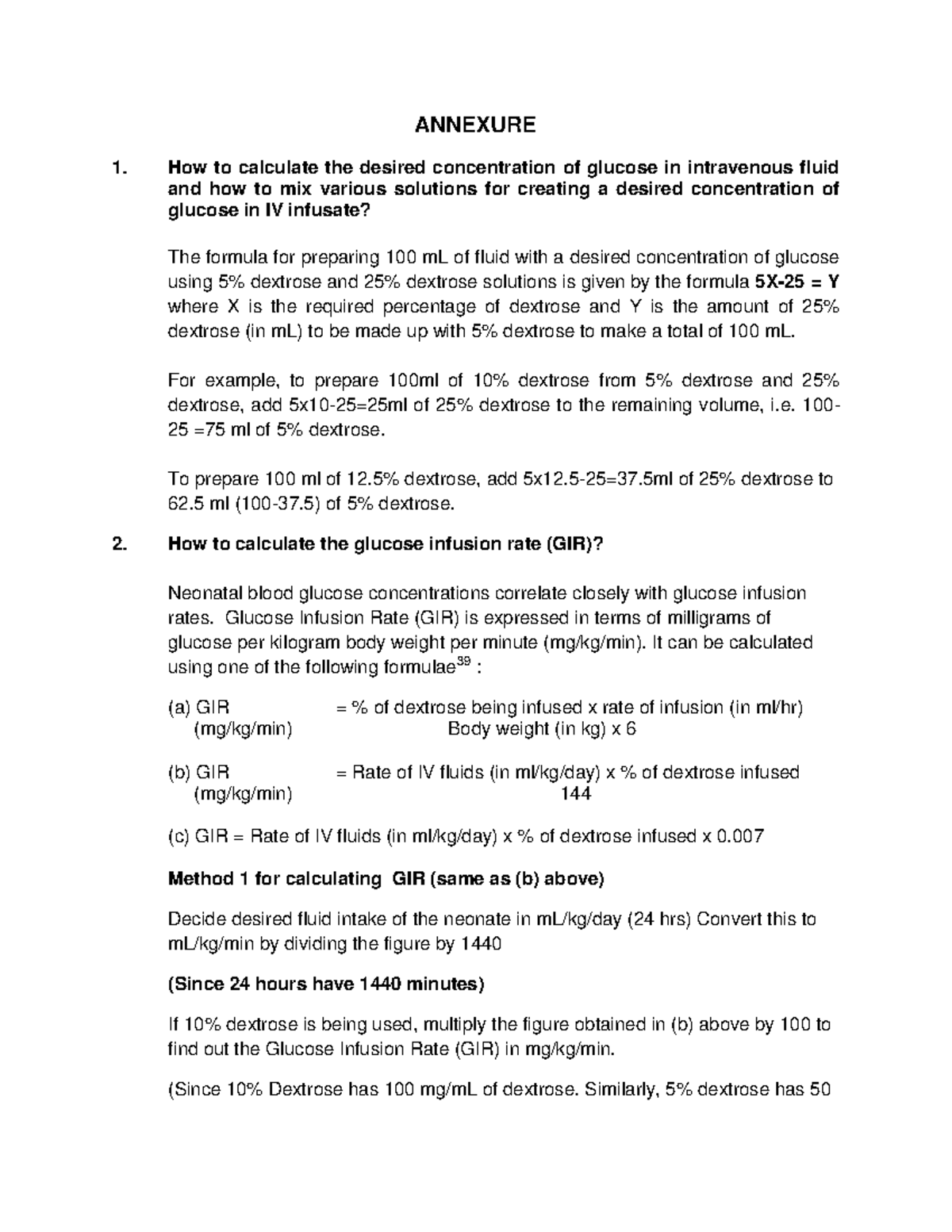 Calculating Glucose Concentration & Infusion Rates in IV Fluids - Studocu