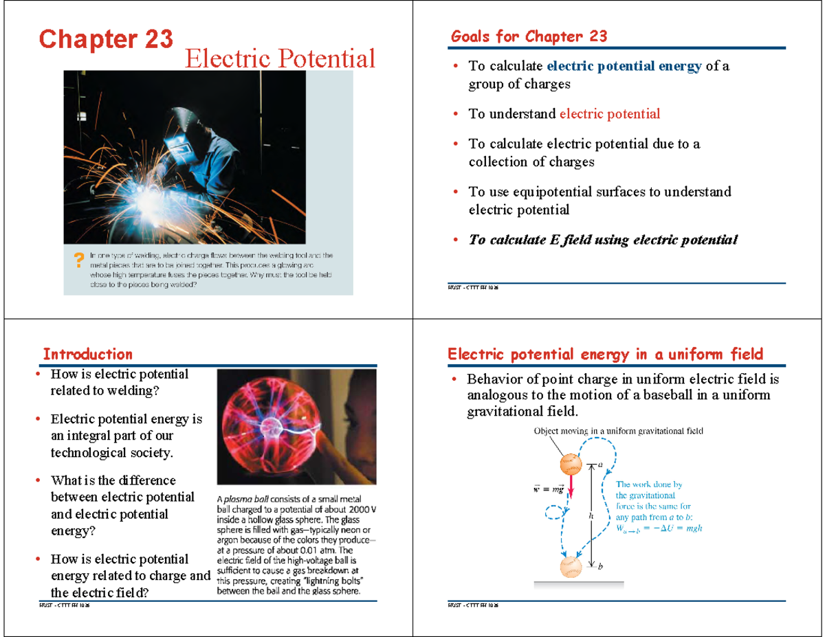 23 Lecture Outline 4p - Chapter 23 Electric Potential HUST ñ CTTT PH ...