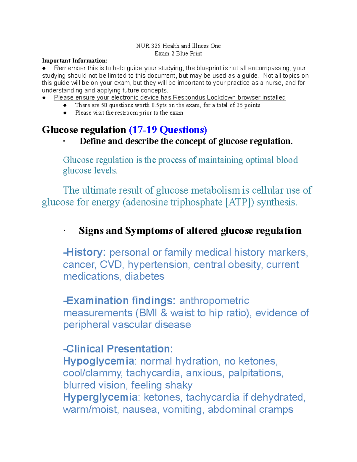NUR 325 Blue Print Sp 23 - bluepritn - NUR 325 Health and Illness One ...