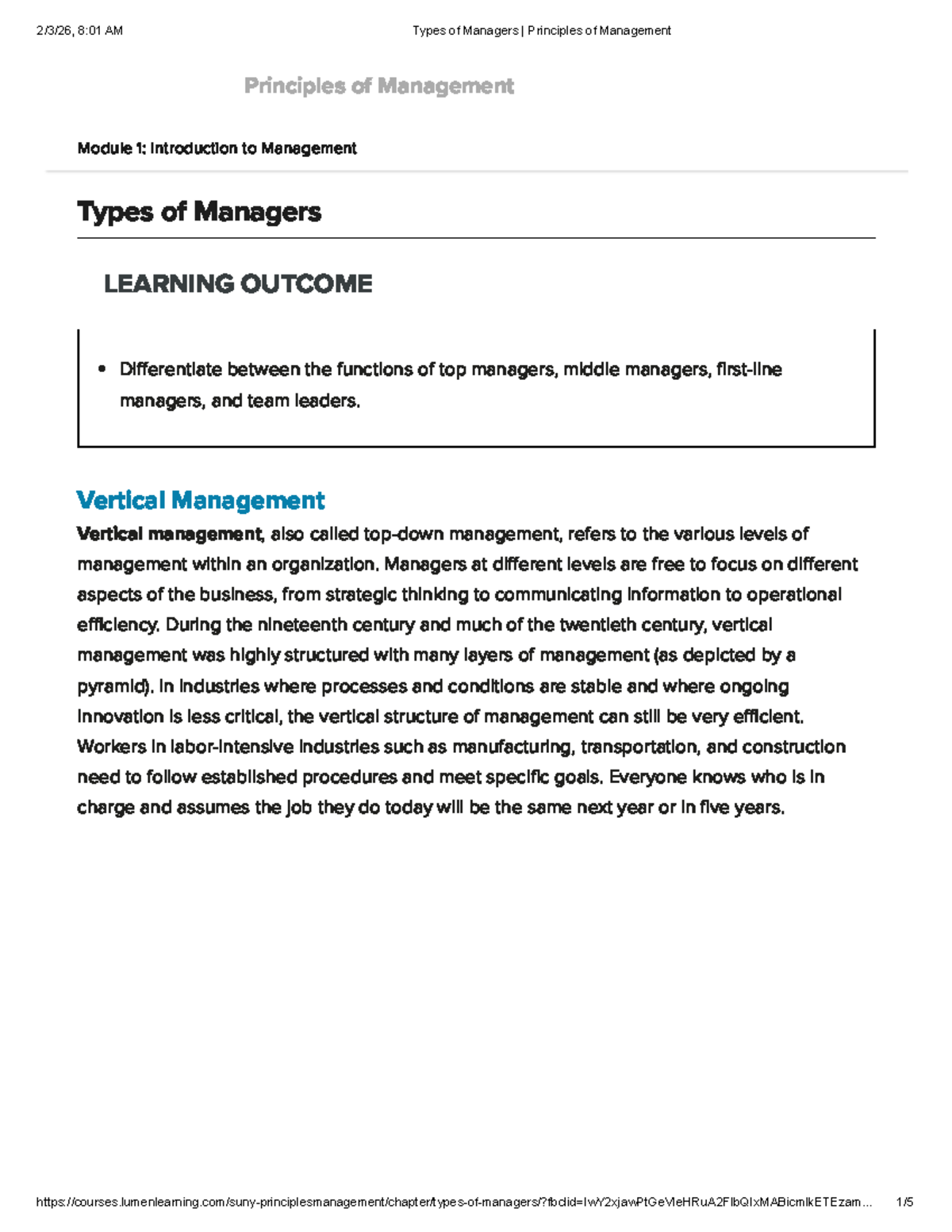 Types of Managers: Principles of Management (Module 1) - Studocu