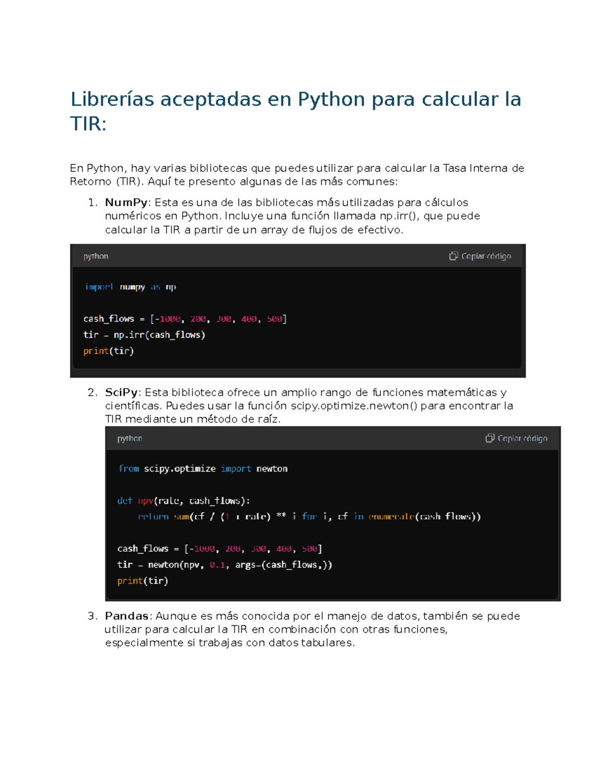 Librerías de Python para Calcular la Tasa Interna de Retorno (TIR ...