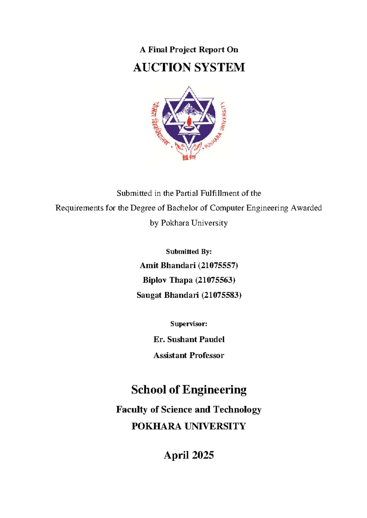 Final Project Report: Auction System for B.E. in Computer Engineering ...