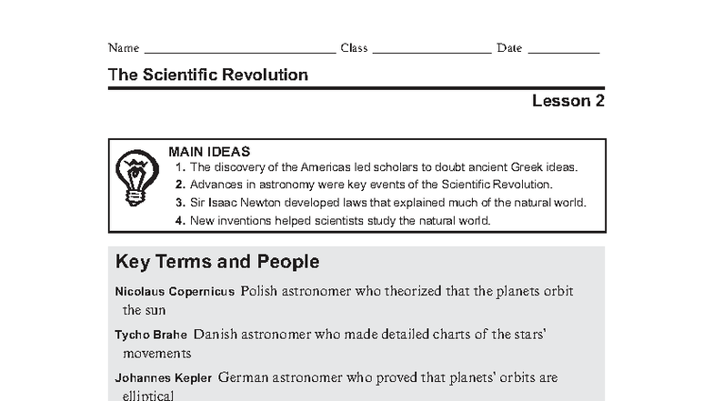 Scientific Revolution Lesson 2: Key Discoveries & Inventors - Studocu