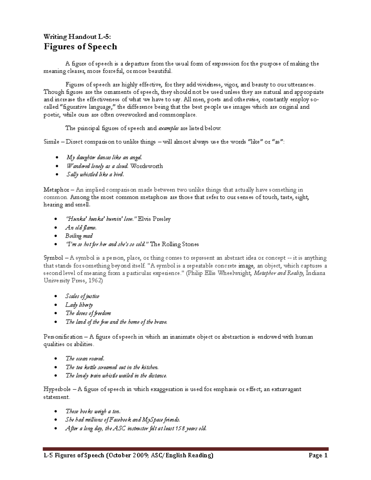 L5 figures of speech - for art app - L-5 Figures of Speech (October ...