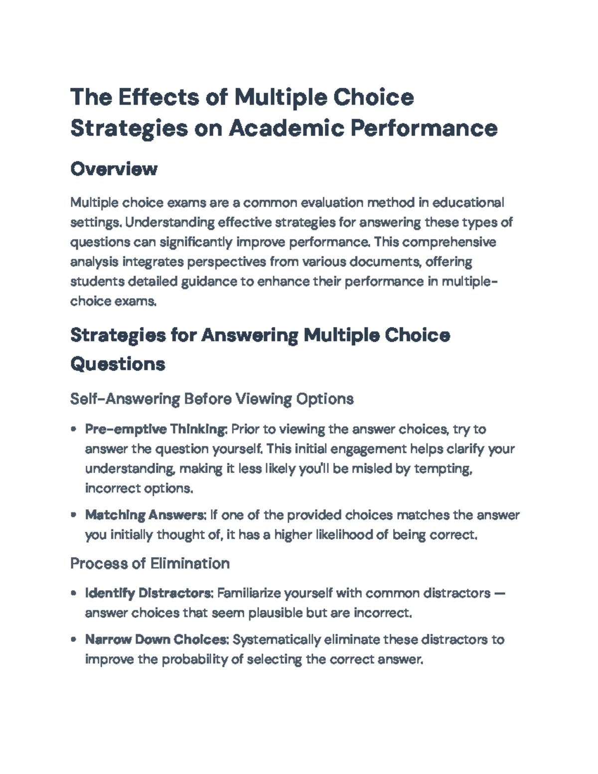 Effective Strategies for Multiple Choice Exam Success (Course Code ...