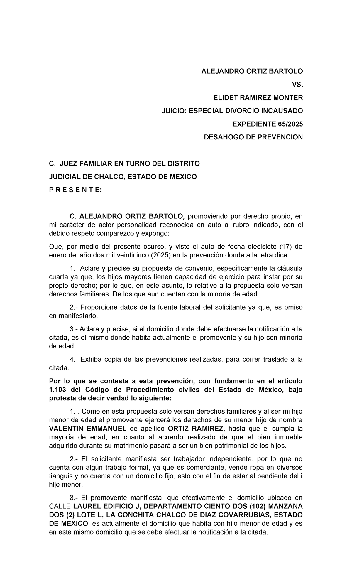 Prevención Cumplida en Juicio de Divorcio Incausado: Alejandro Ortiz ...