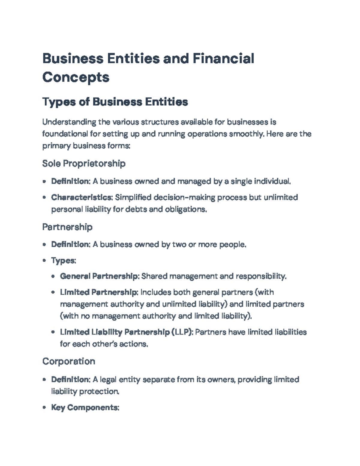 Foundational Concepts in Business Entities & Finance (Course Code ...